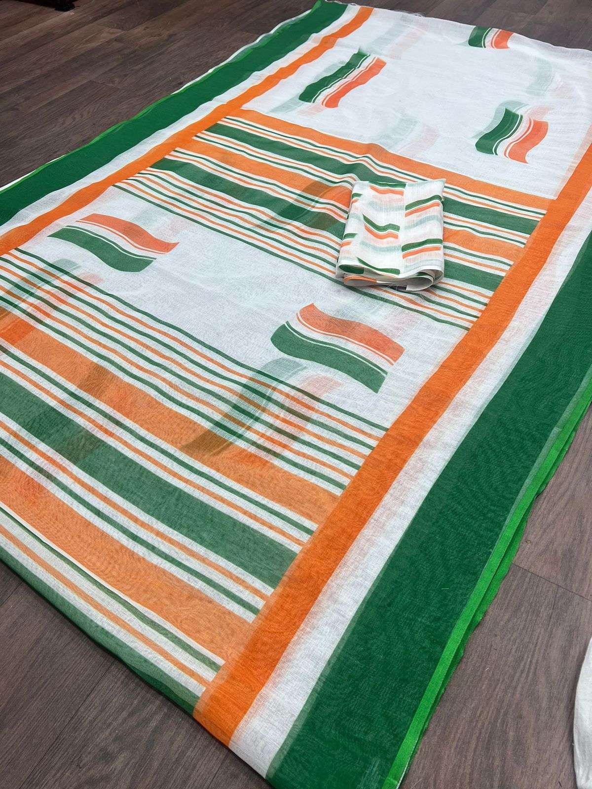 Independence day Special Linen with Flag Design Saree collection