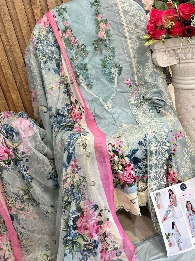 JADE SOLITAIRE vol 2 1130 Cotton with Printed Sky blue color Pakistani ...