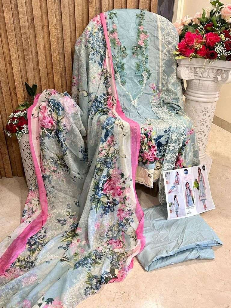 JADE SOLITAIRE vol 2 1130 Cotton with Printed Sky blue color Pakistani ...