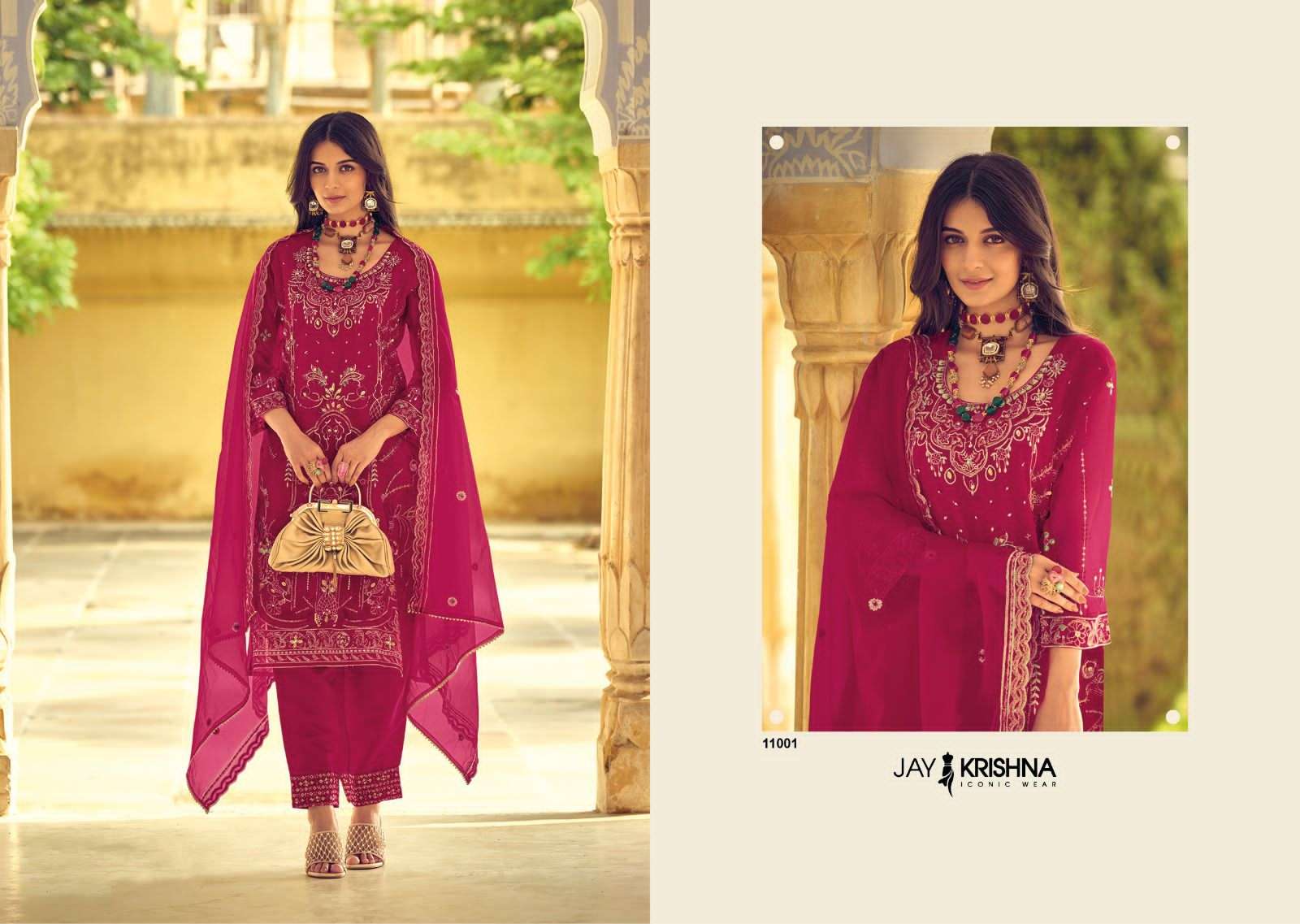 Jay Krishna Messi Vol 11 Organza with fancy Work dress material collection