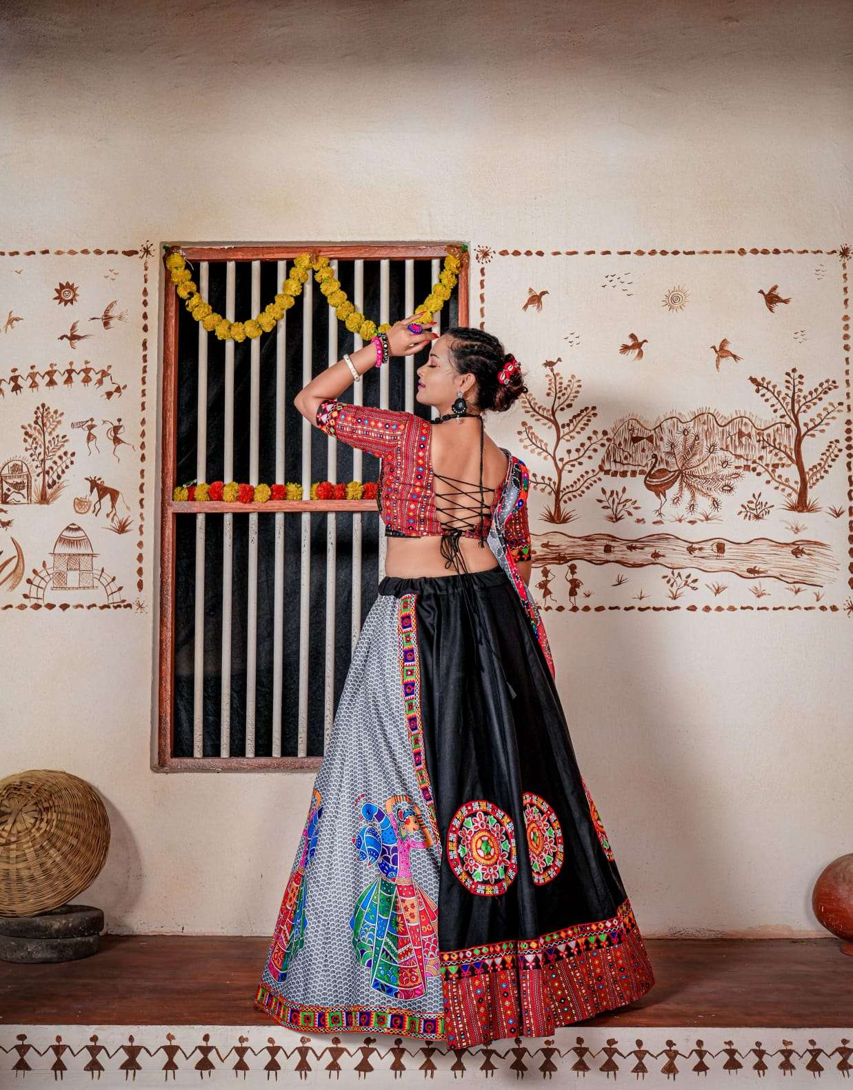 Navratri Special Cotton with Katchi Mirror work patch traditional look ...