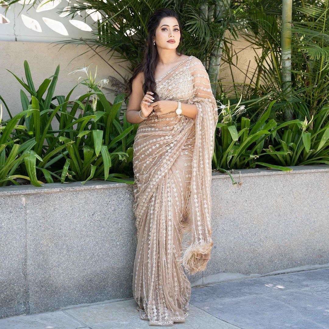 Nylon net with heavy Sequence work bollywood style saree collection