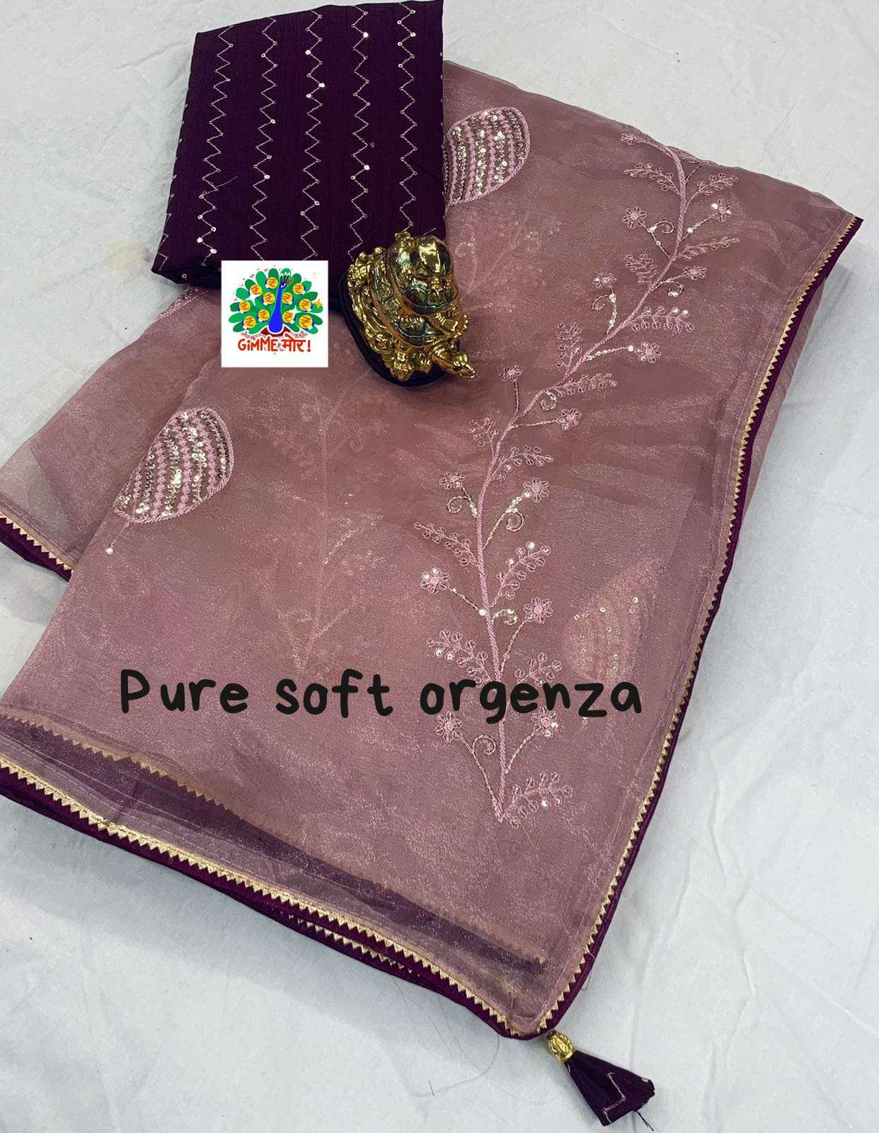 Orgazna With THread Sequence work Butti Saree collection