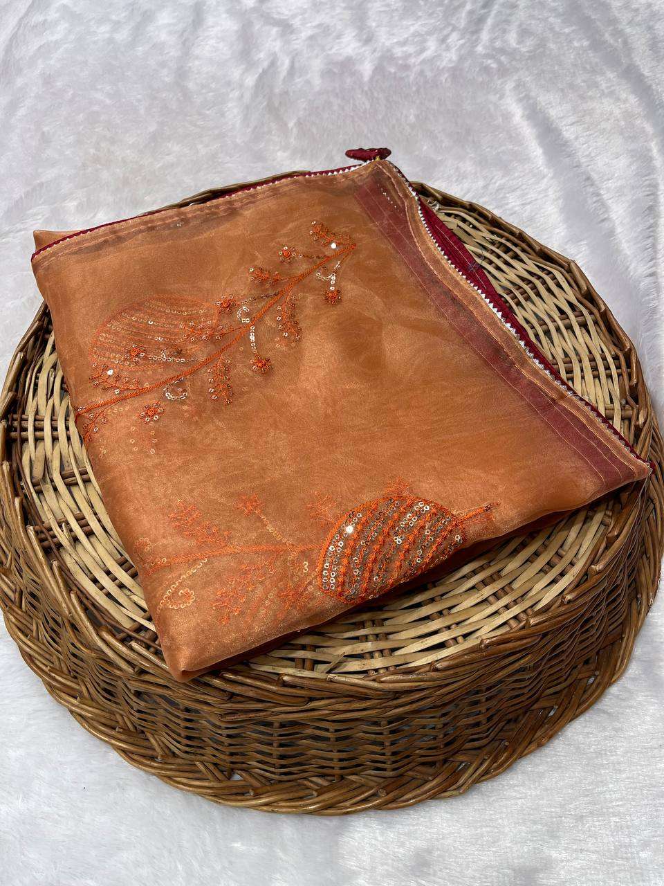 Orgazna With THread Sequence work Butti Saree collection