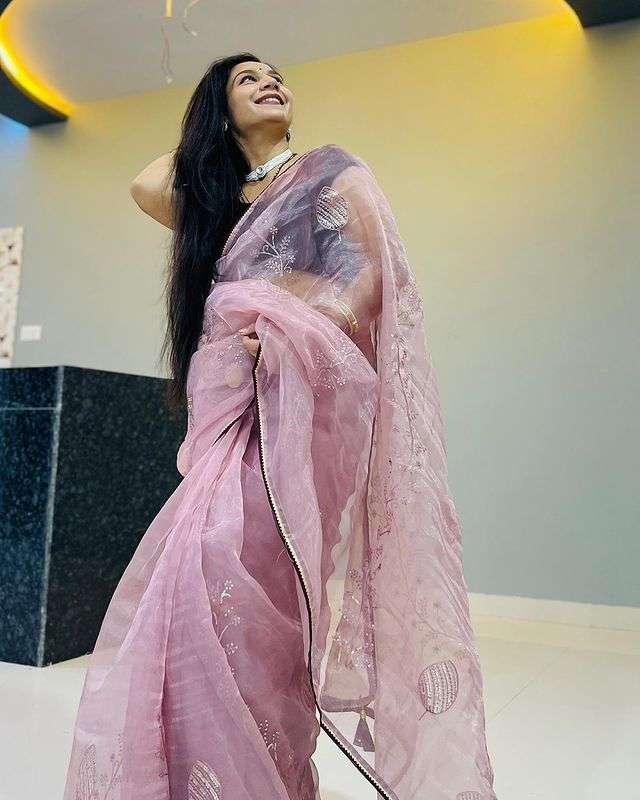 Orgazna With THread Sequence work Butti Saree collection