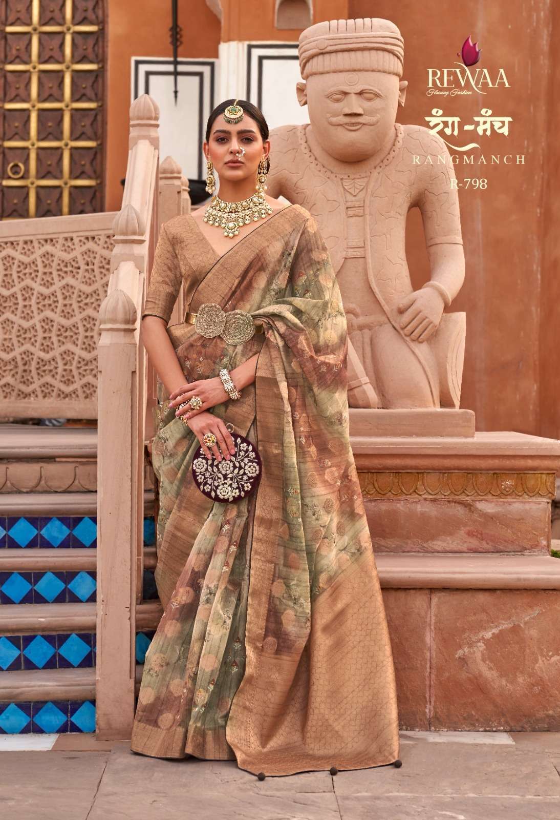 Rewaa fashion Rangmanch Organza With digital Printed Saree collection