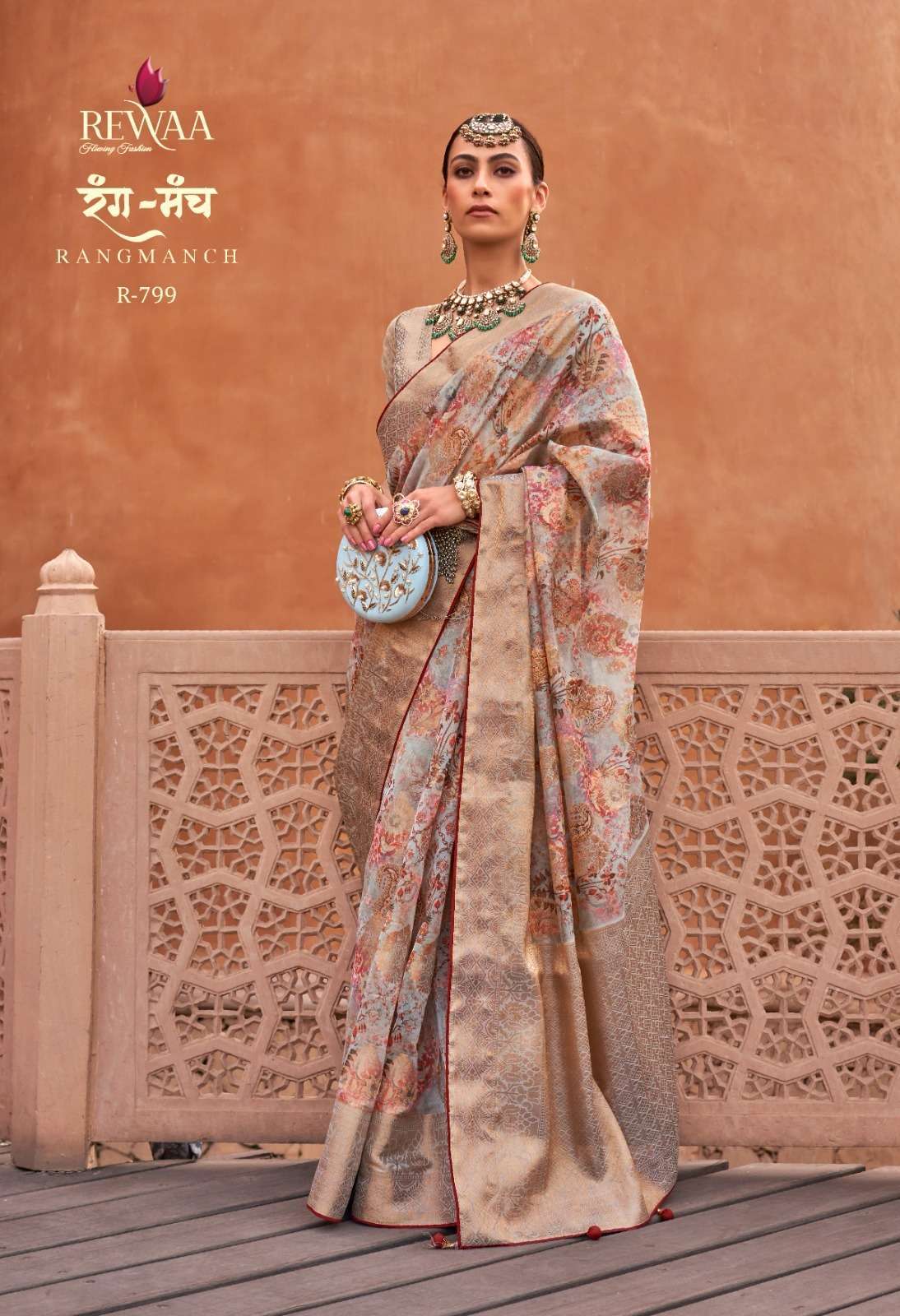 Rewaa fashion Rangmanch Organza With digital Printed Saree collection