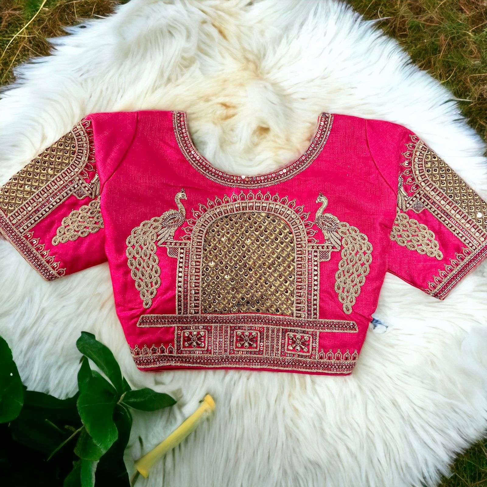 Silk with Copper Embroidery work Peacock Design Wedding special BLouse ...