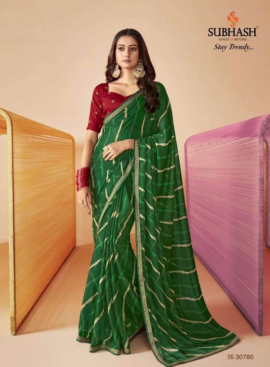 Subhash Fashion Sawan Green color with fancy Work Attech border saree ...