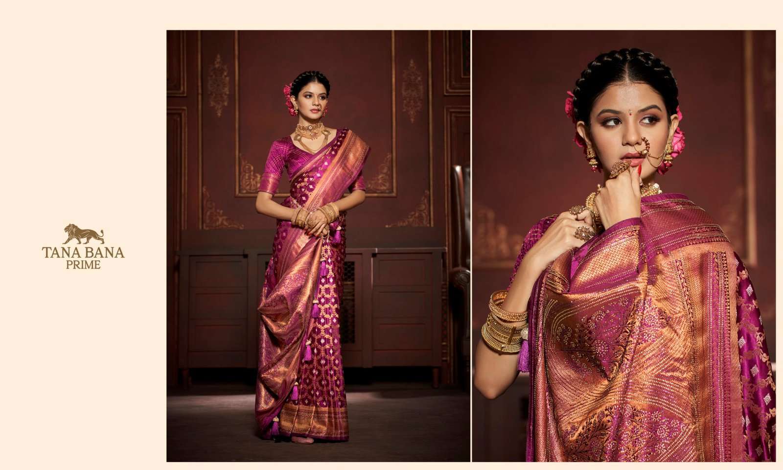 Tana Bana Prime 1408 Satin Silk with Wedding wear Heavy Saree collection