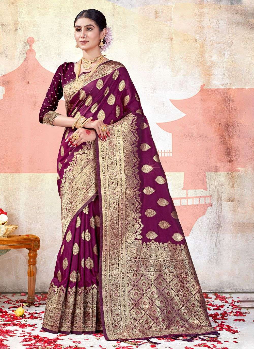 VATIKA banarasi silk with weaving design saree collection