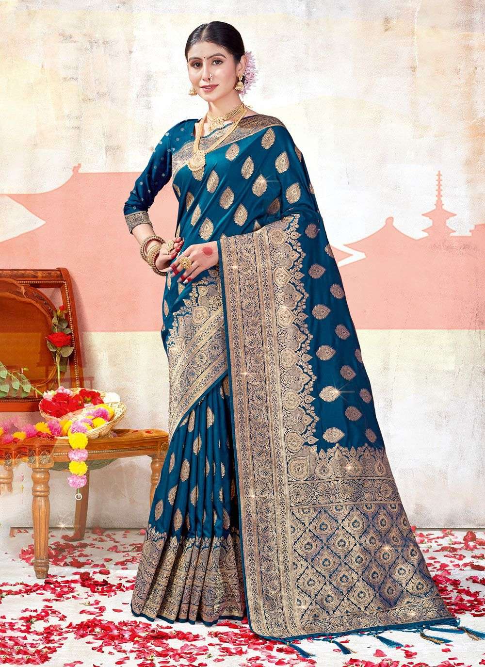 VATIKA banarasi silk with weaving design saree collection