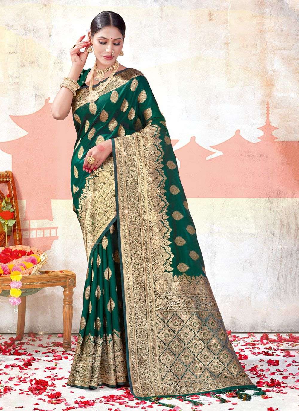 VATIKA banarasi silk with weaving design saree collection