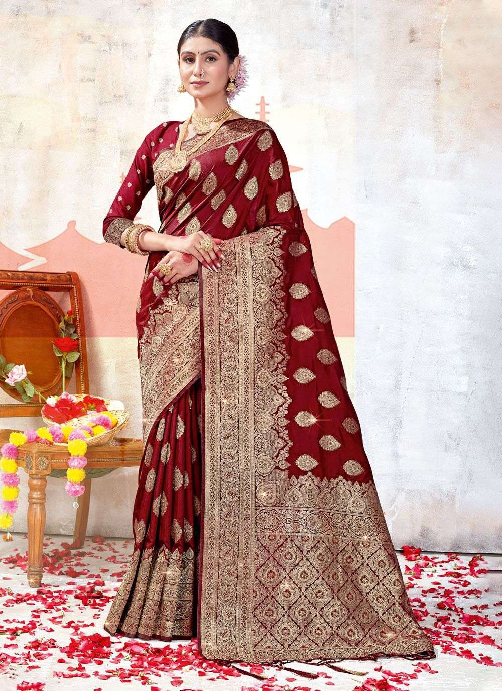VATIKA banarasi silk with weaving design saree collection