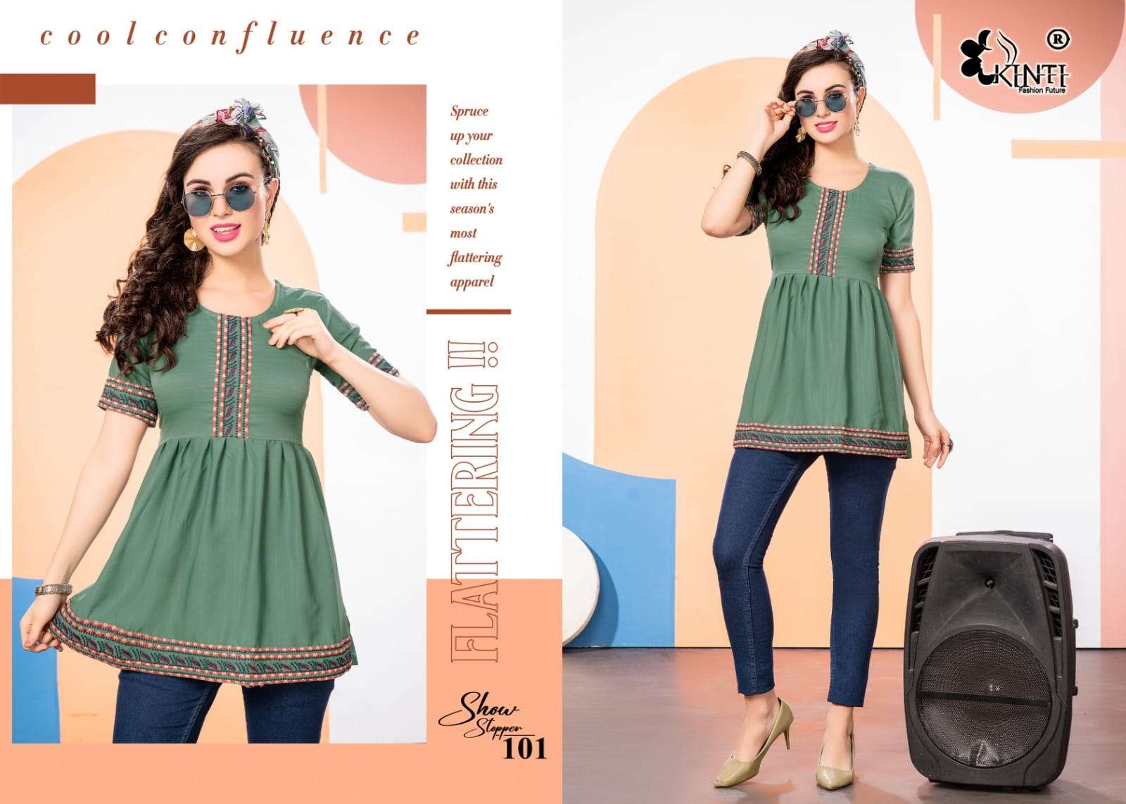 KINTI FASHION SHOW STOPPER TWO WAY LYCRA EMBROIDERY SHORT KURTIS AT ...