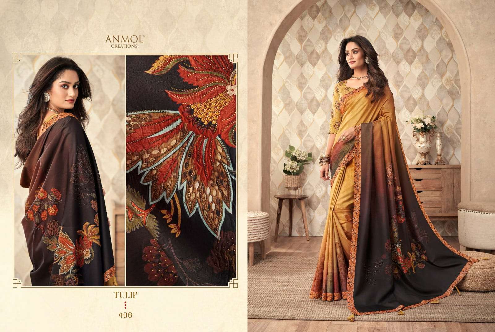 Anmol Creation Tulip Silk with digital Printed festival special saree ...