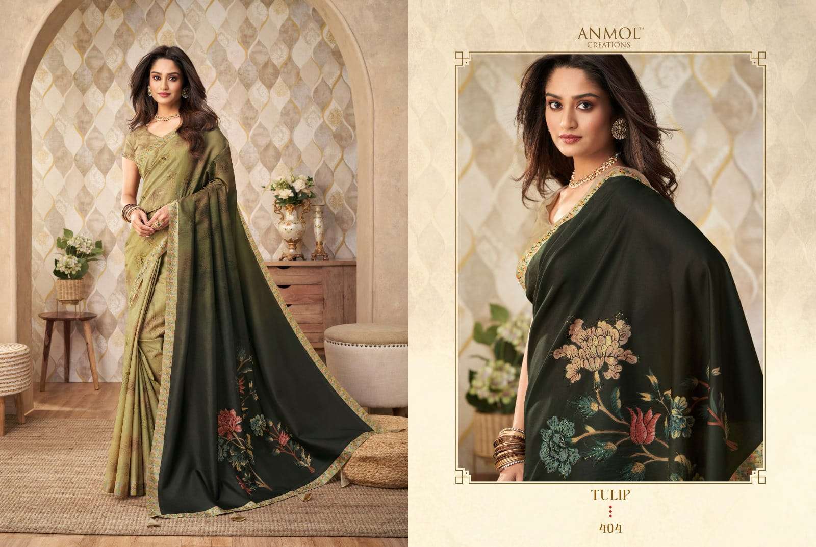 Anmol Creation Tulip Silk with digital Printed festival special saree ...