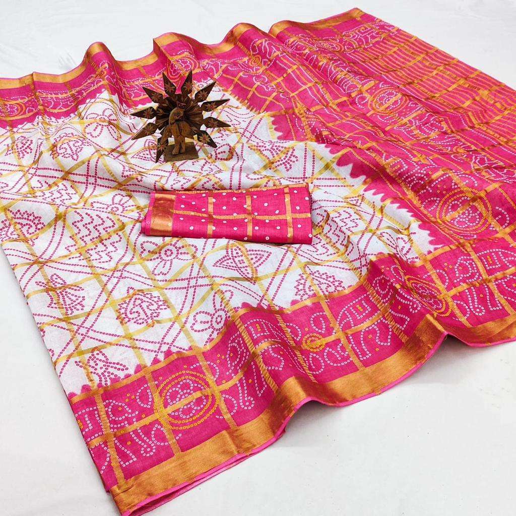 Cotton with Function Wear Traditional Bandhani Printed Saree collection ...