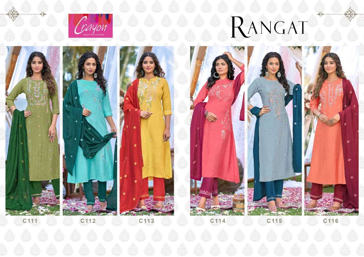 Creyon Rangat Viscose silk with festival Special suits collection