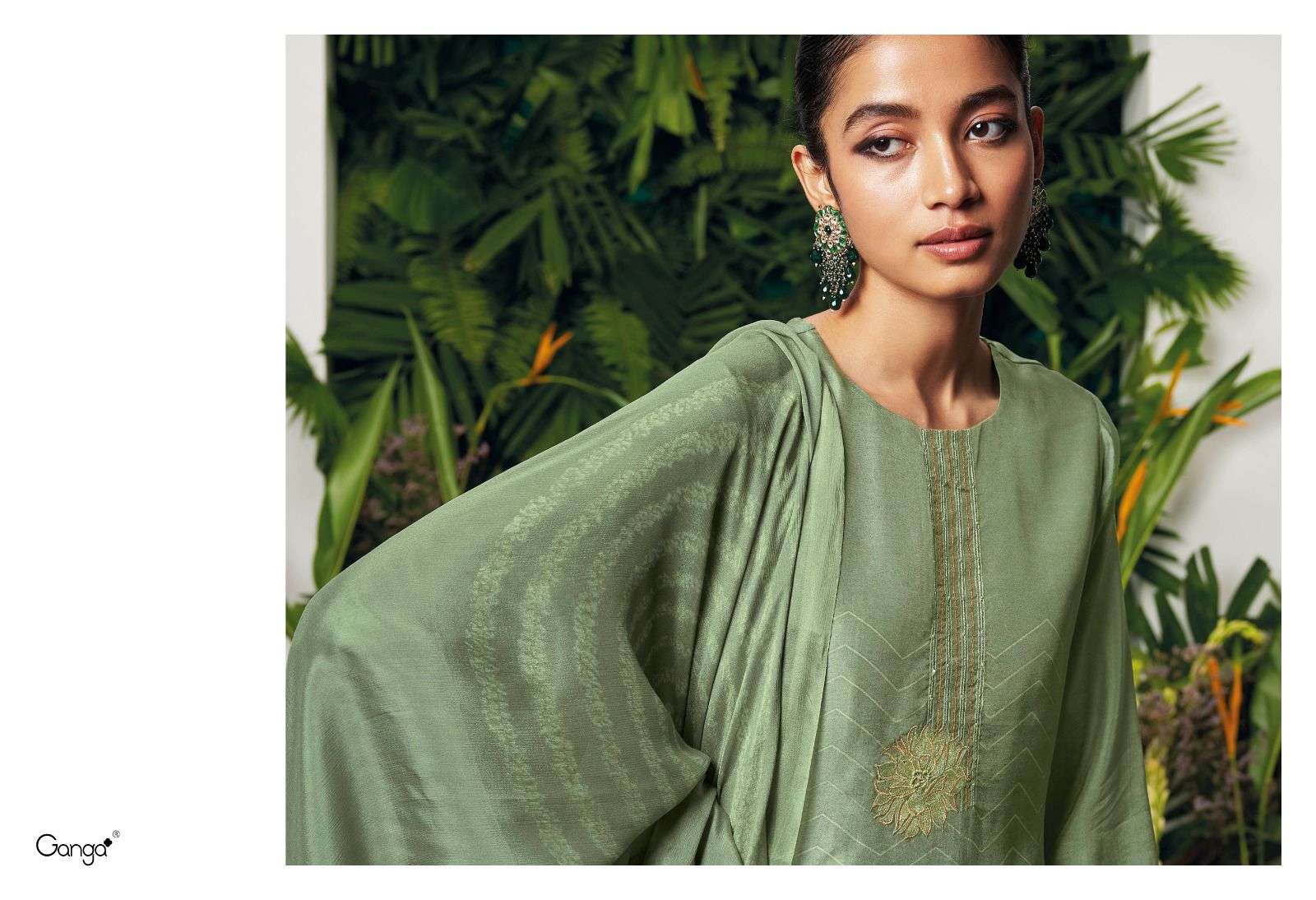 Ganga fashion Makayla Silk with Printed Dress Material collection