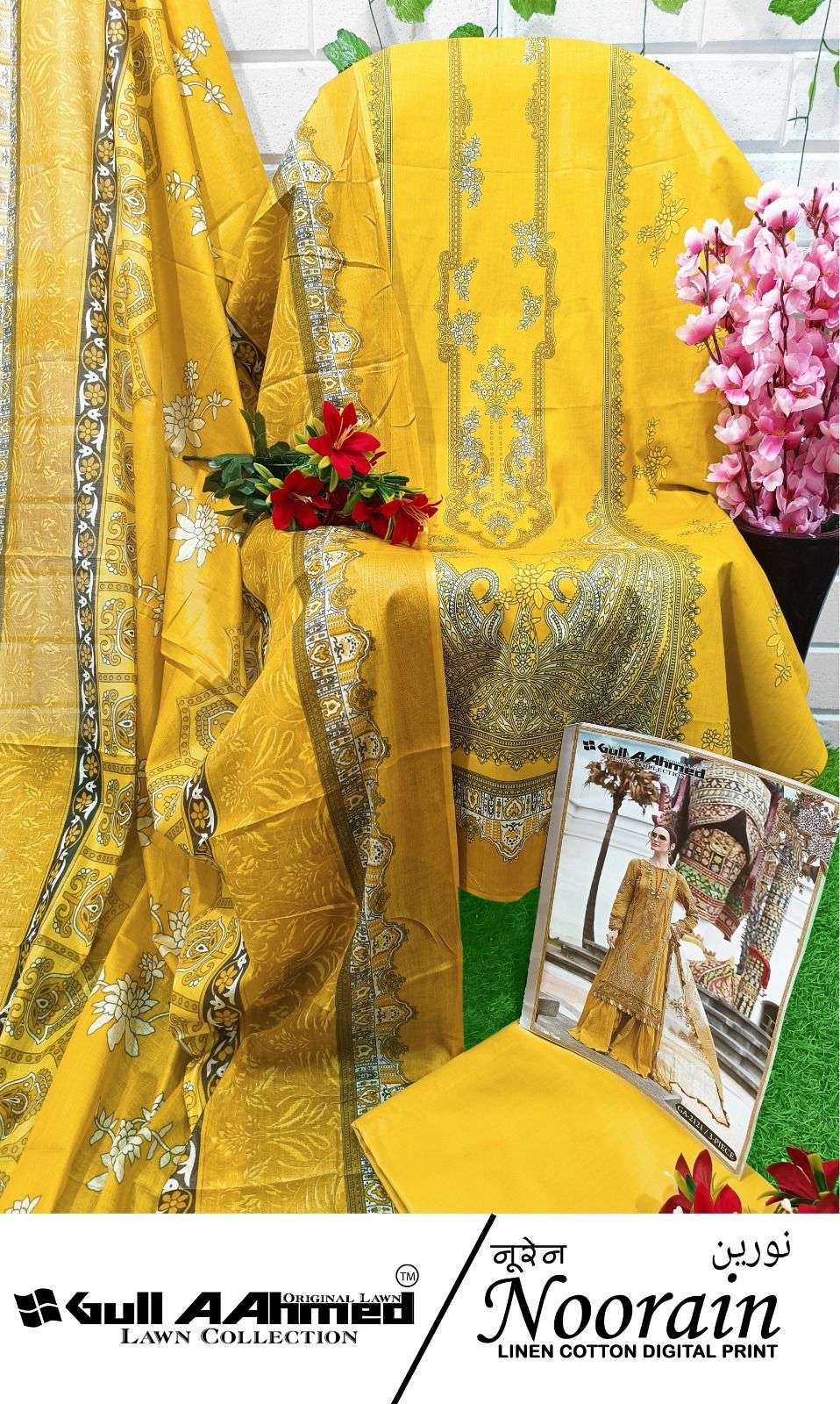 Gul Ahmed Noorain Linen Cotton with fancy look Pakistani suits collection