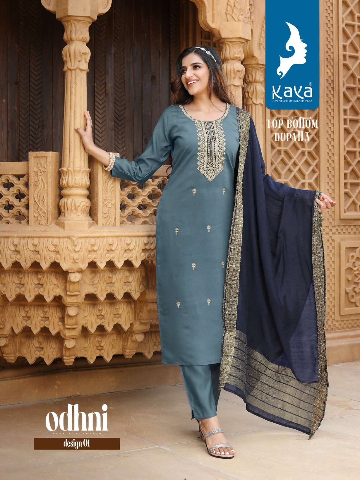 Kaya Kurti Odhani Silk with fancy work readymade suits collection