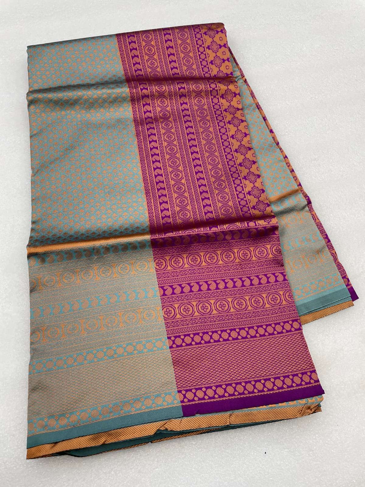 Light Firozi Color Soft banarasi silk with fancy look saree collection ...
