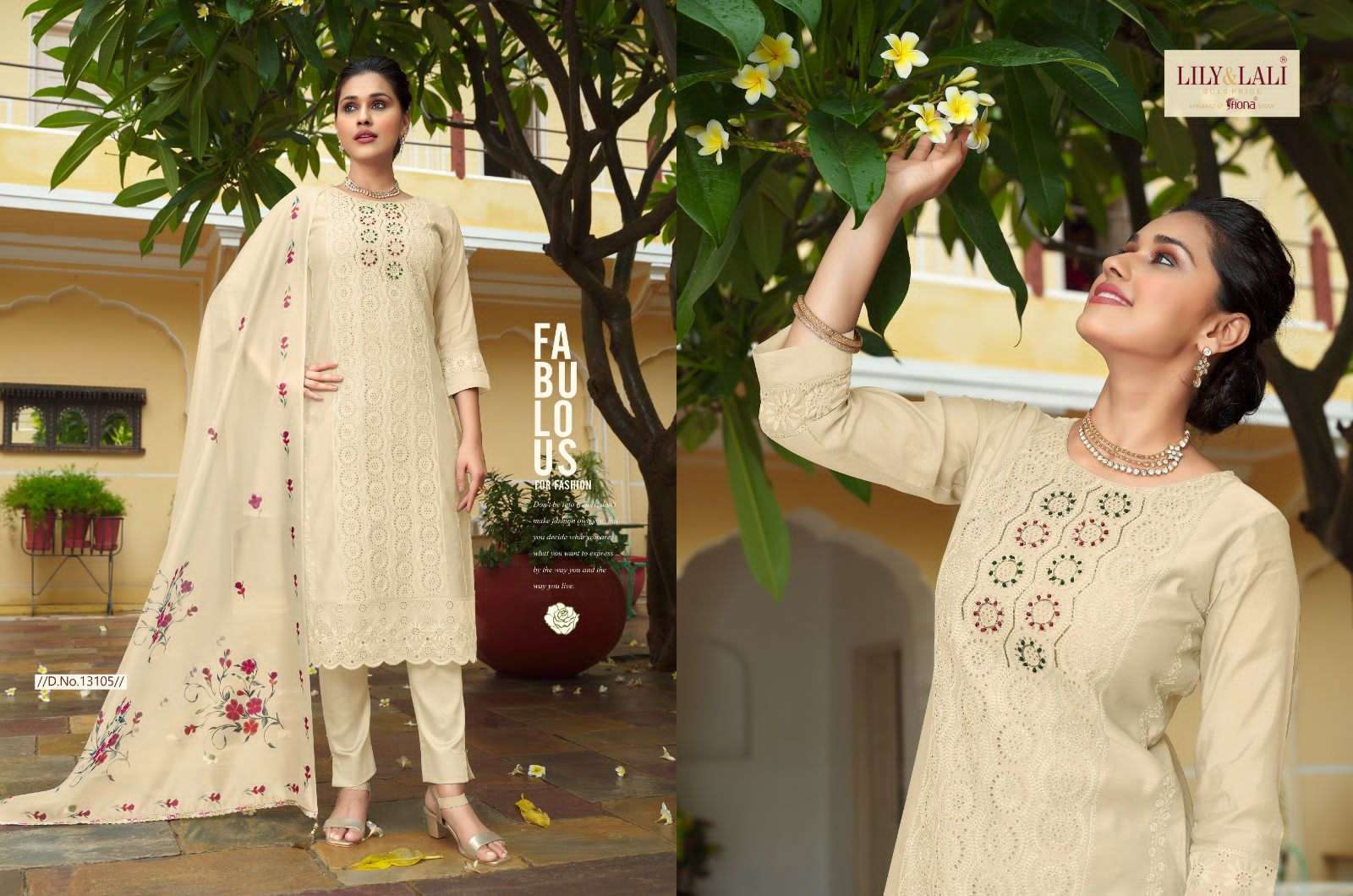 Lily & Lali Chicken Kari Chiffon with heavy Work Readymade suits collection