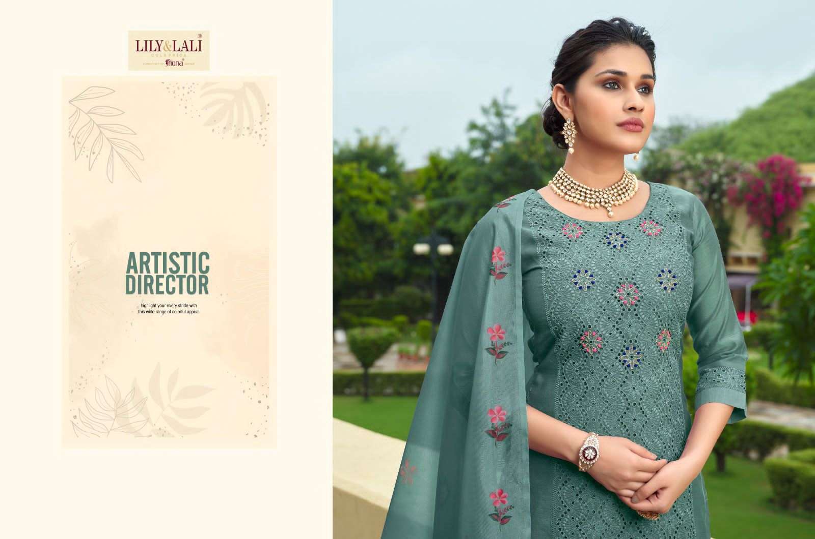 Lily & Lali Chicken Kari Chiffon with heavy Work Readymade suits collection