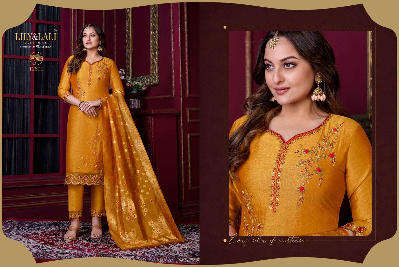 Lily & lali Majestic Modish Vichitra silk with handwork Readymade suits ...