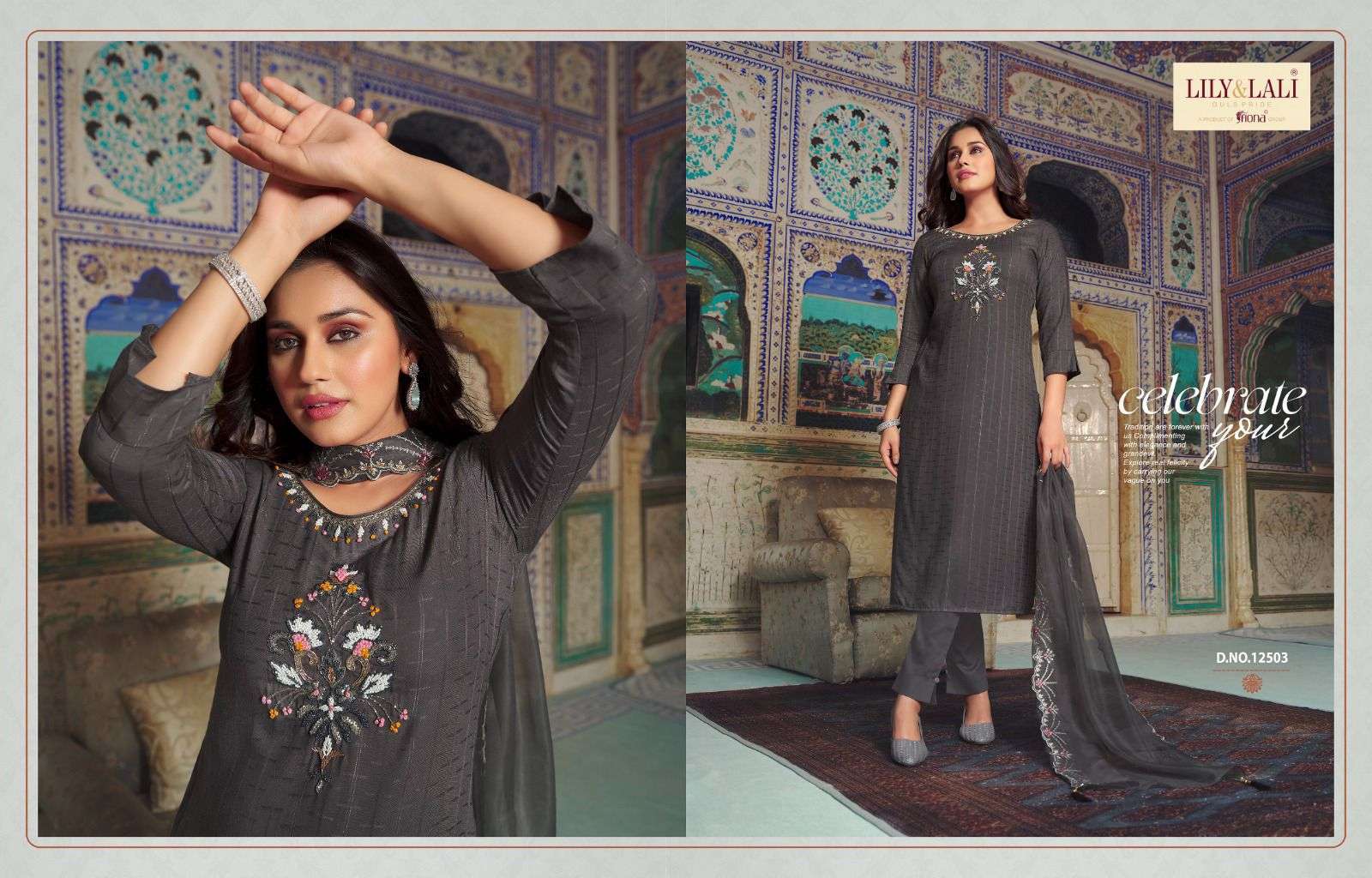 Lily Lali Metro Viscose SIlk with fancy hand work readymade suits ...