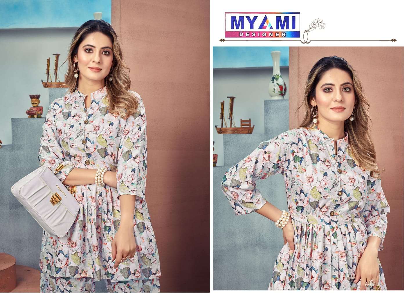 Myami Designer Cord Sets VOl 1 Rayon with Printed Fancy look Top ...