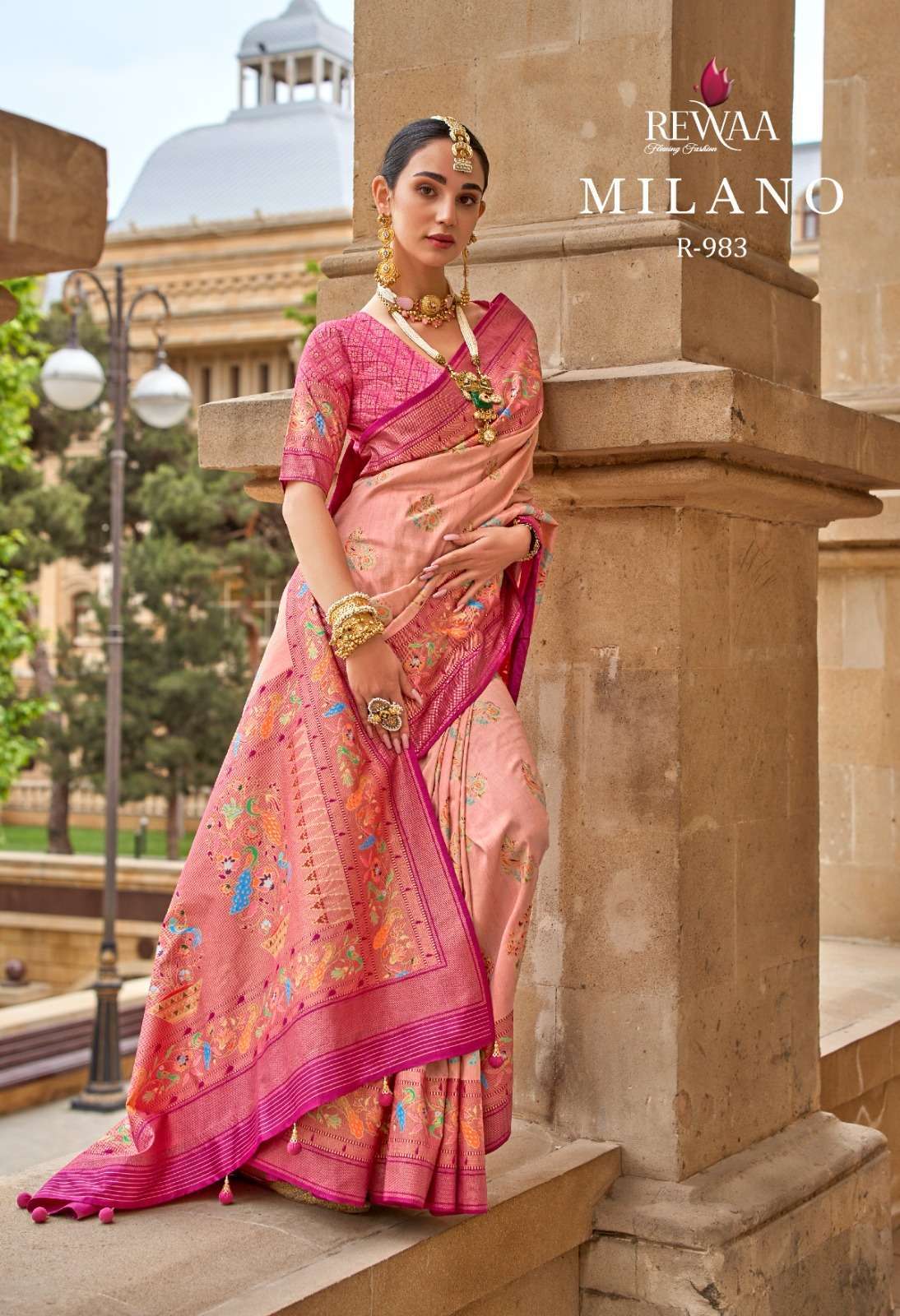 Rewaa Fashion Milano SIlk with Traditional Look Paithani Border ...