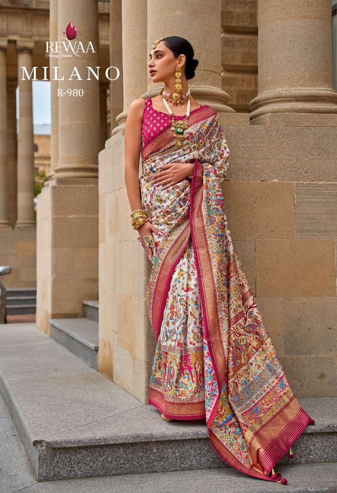 Rewaa Fashion Milano SIlk with Traditional Look Paithani Border ...
