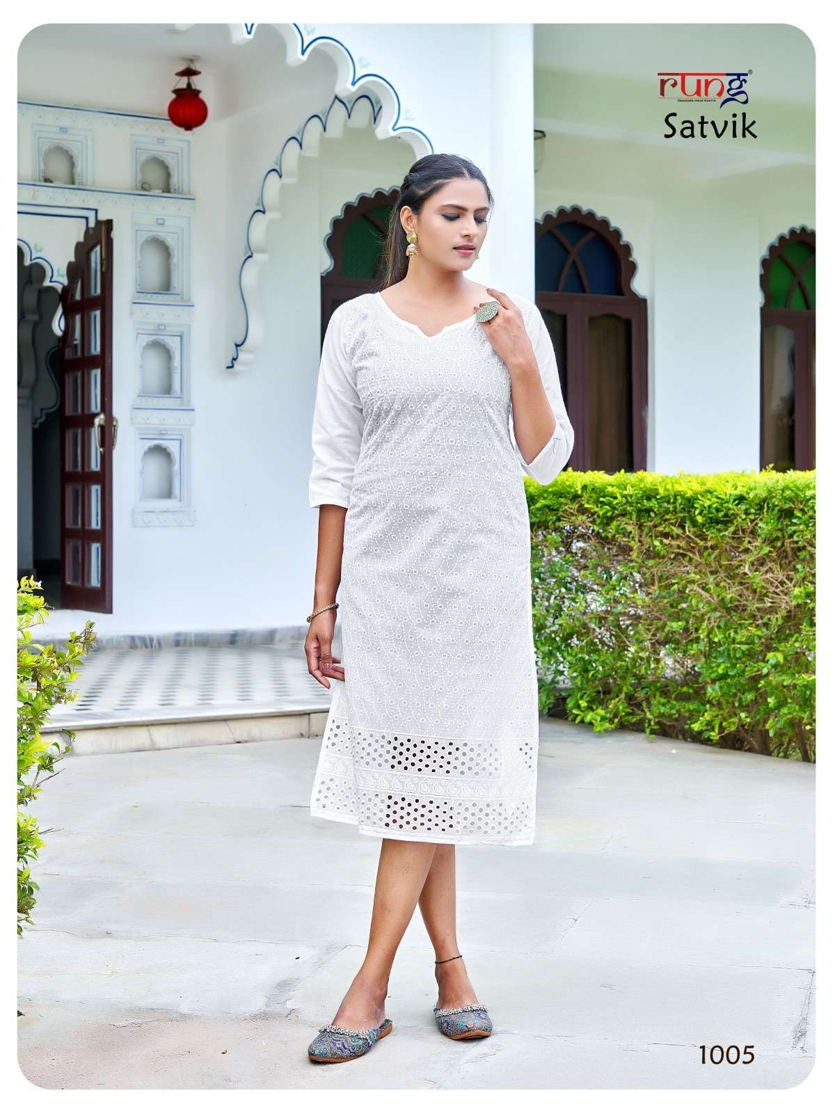 Rung Satvik Cotton with Chikan Work Fancy Kurti collection at best rate