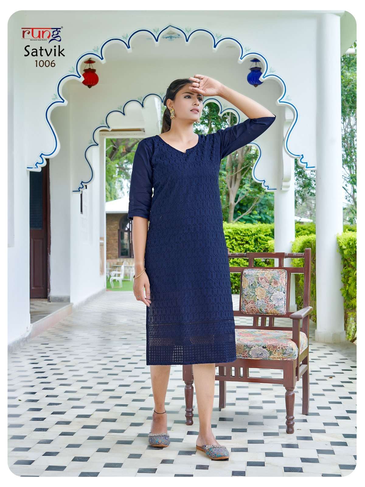 Rung Satvik Cotton with Chikan Work Fancy Kurti collection at best rate