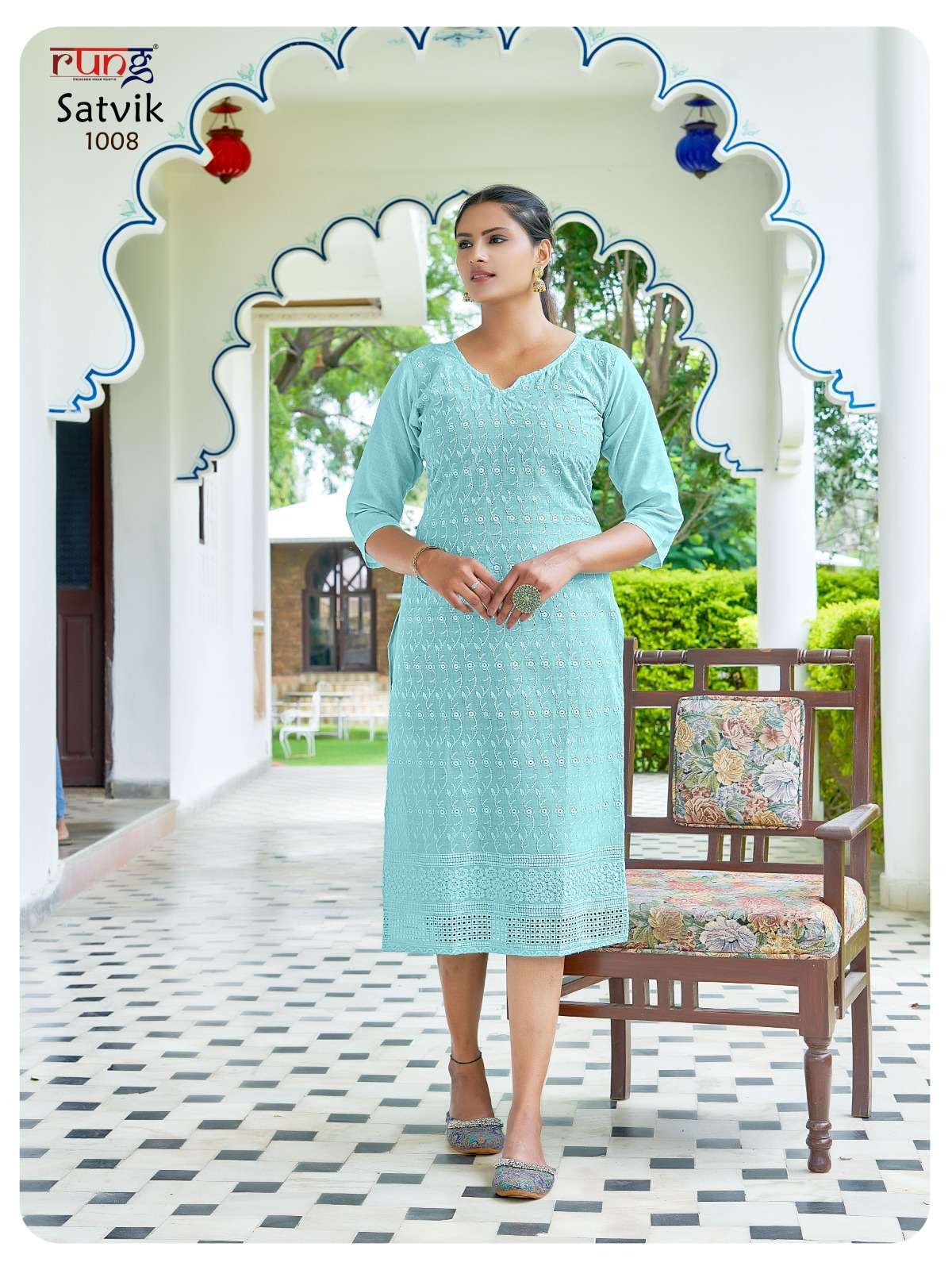 Rung Satvik Cotton with Chikan Work Fancy Kurti collection at best rate