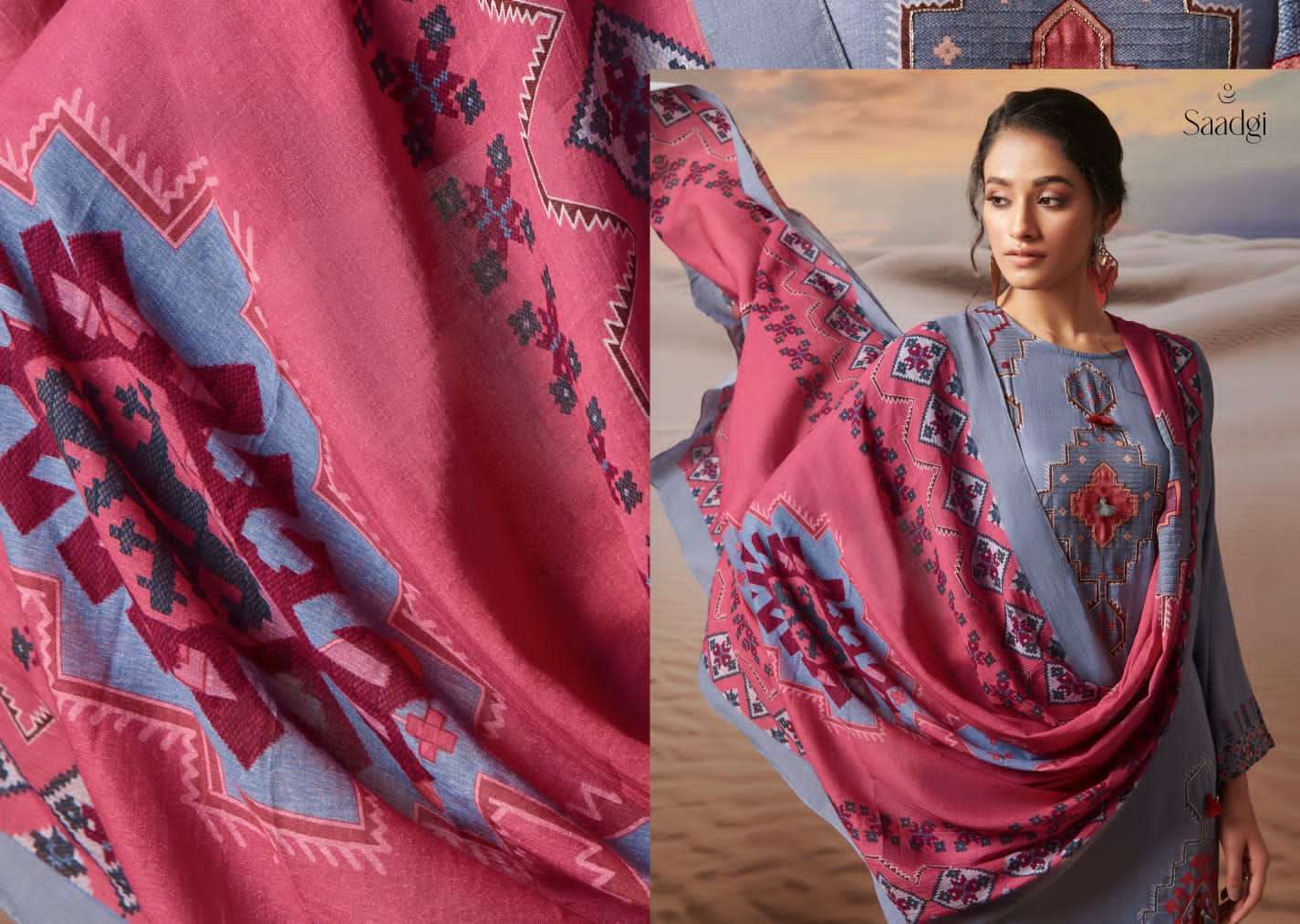 Saadgi Shanvi COTTON SATIN HEAVY PRINT WITH HANDWORK Festival Special ...
