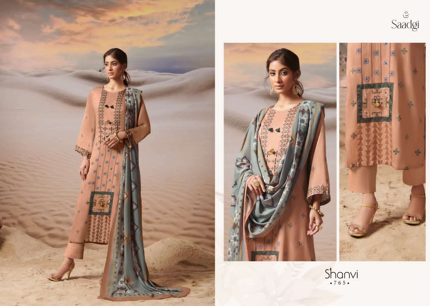 Saadgi Shanvi COTTON SATIN HEAVY PRINT WITH HANDWORK Festival Special ...