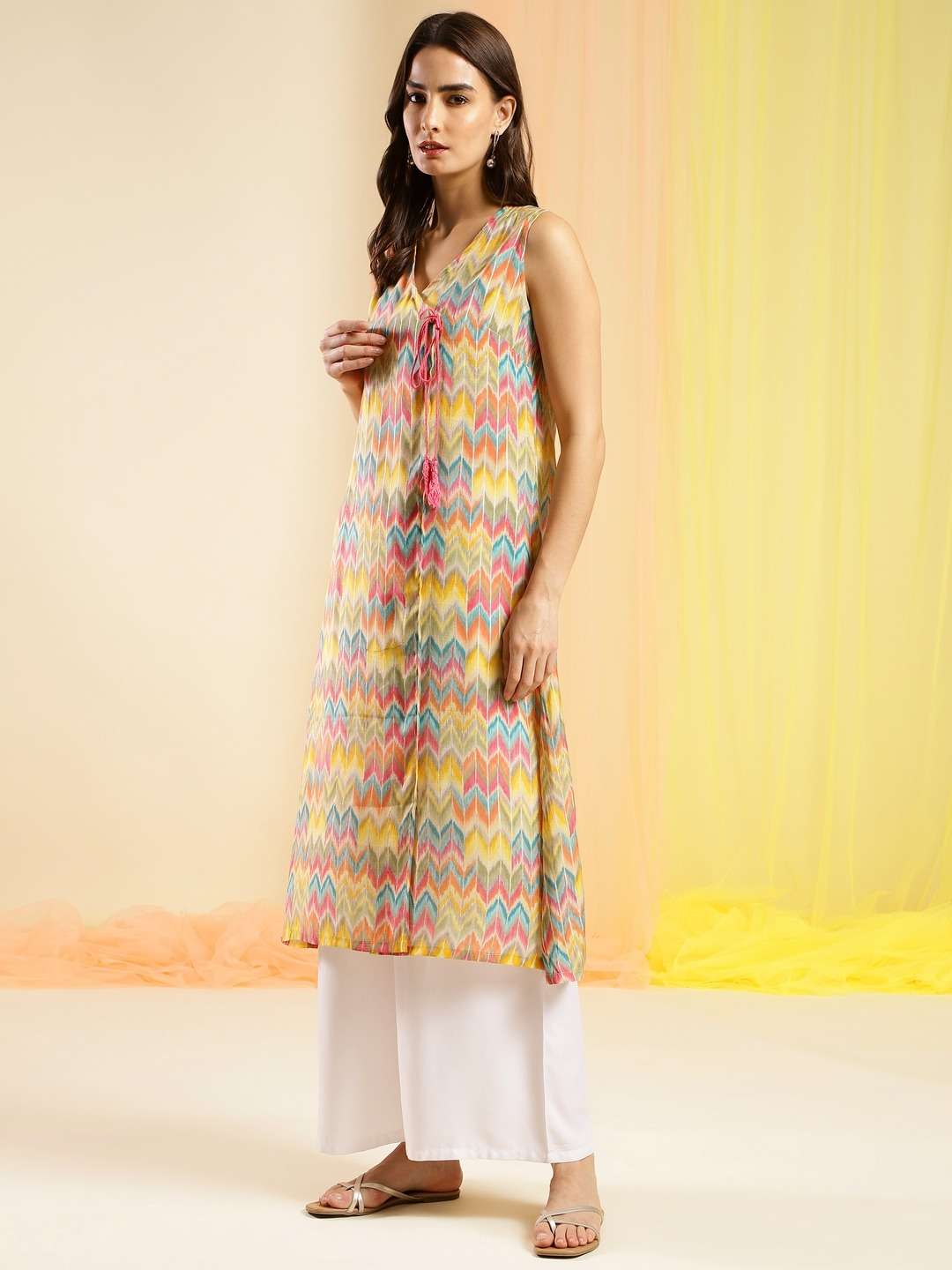 Shurma Chanderi cotton with western style Multi color readymade kurti ...