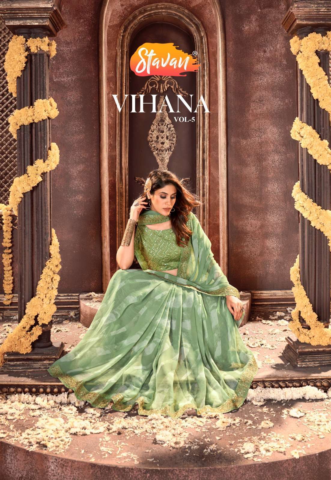 Stavan vihana vol 5 Georgette with Border Attech Festival special saree ...