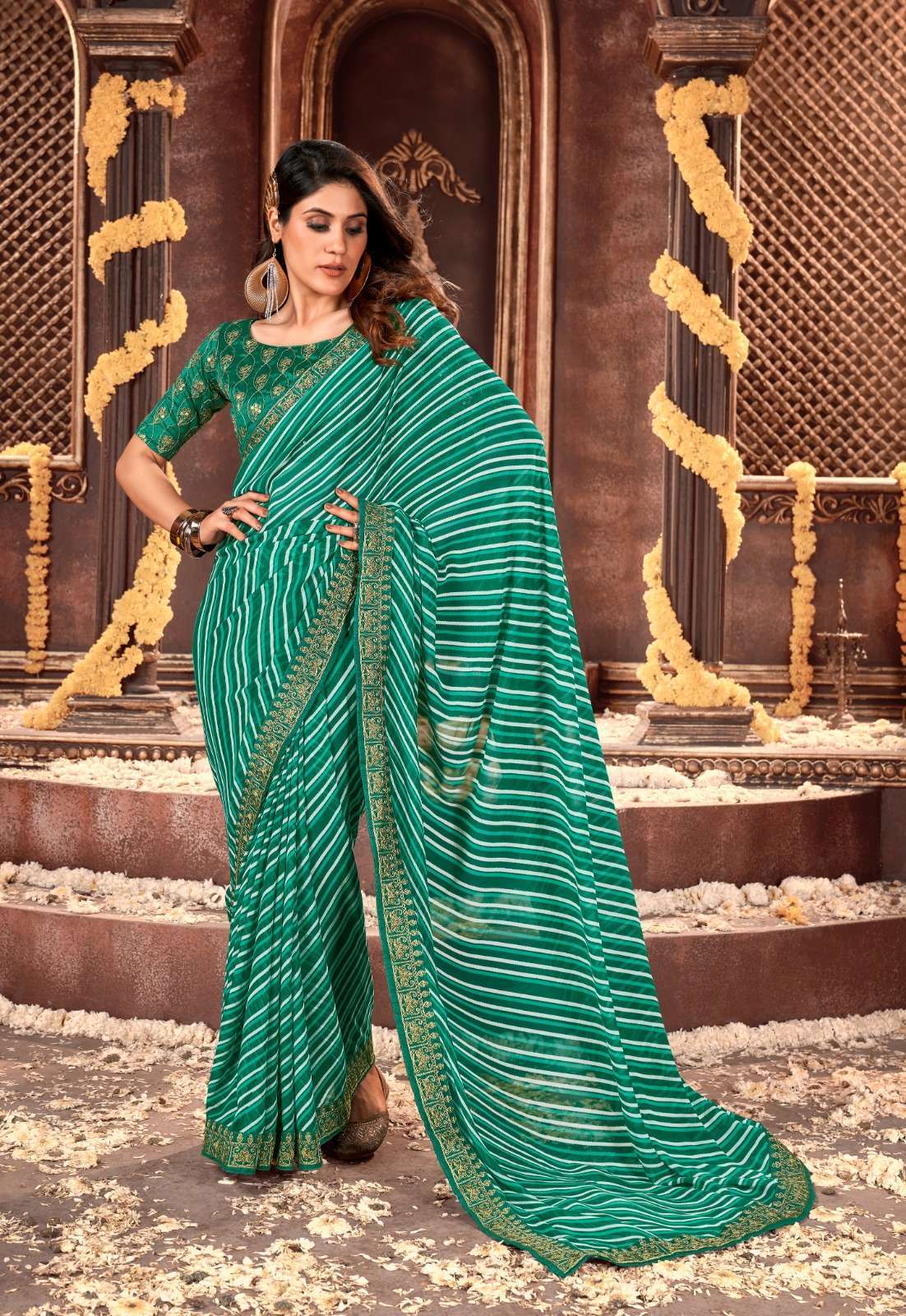 Stavan vihana vol 5 Georgette with Border Attech Festival special saree ...
