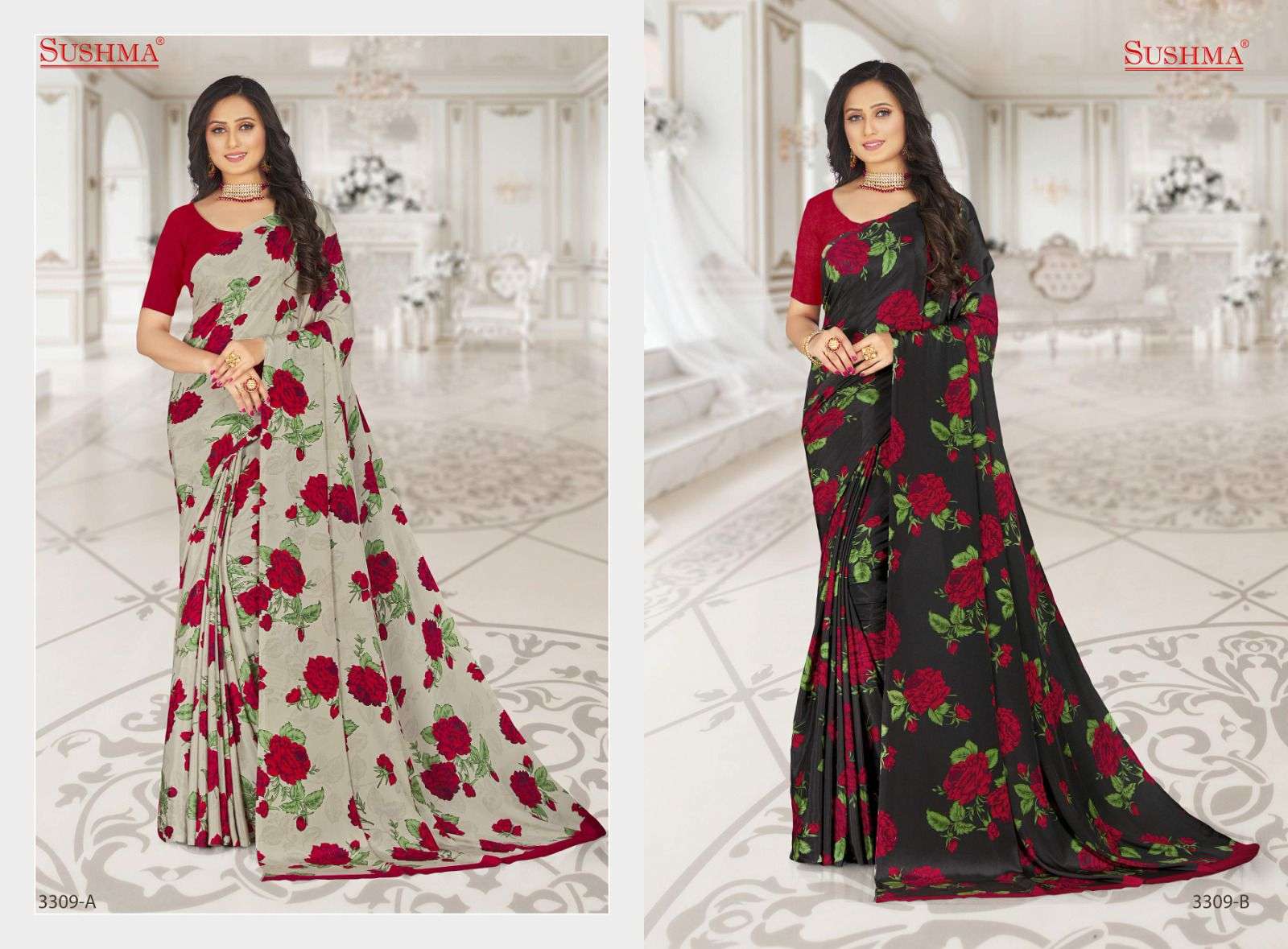 Sushma Fashion 33 Crepe with regular wear saree collection at best rate