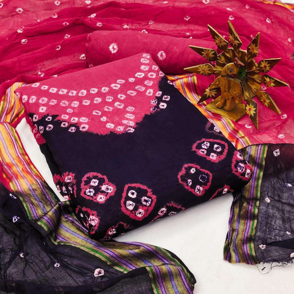 Traditional Bandhani Printed Cotton fabrics Dress material collection ...