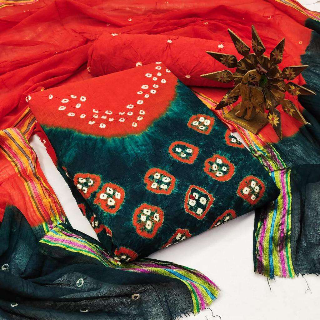 Traditional Bandhani Printed Cotton fabrics Dress material collection ...