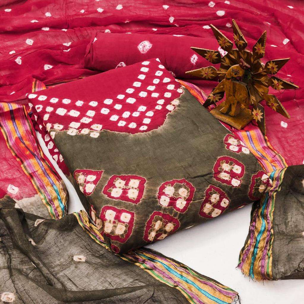 Traditional Bandhani Printed Cotton fabrics Dress material collection ...