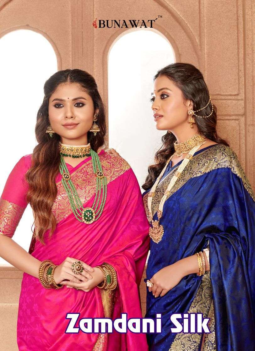 Bunawat Zamdani Banarasi silk with Zari weaving Design saree collection ...