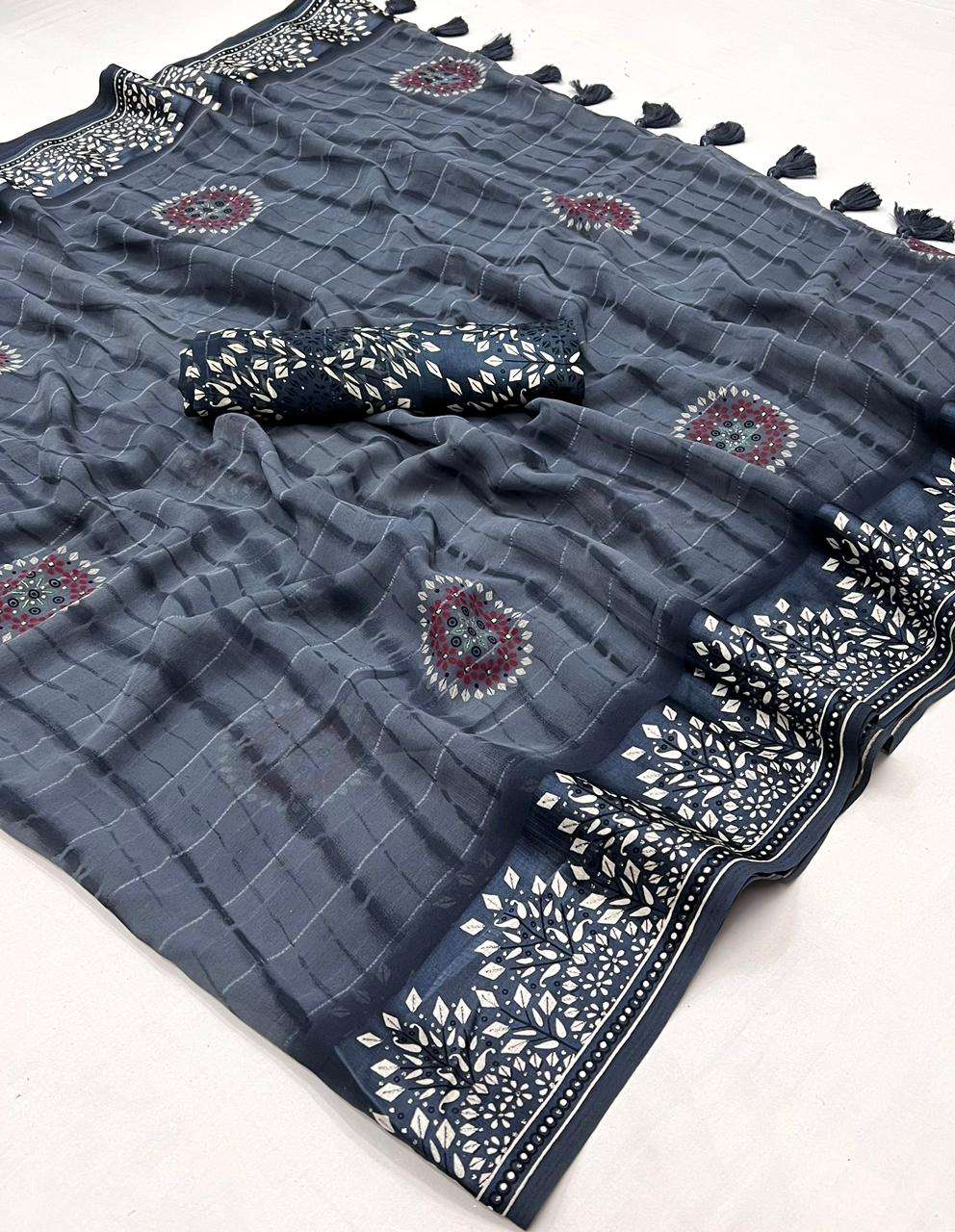 Dhaga Bihag Georgette with fancy weaving design Soft material regular ...