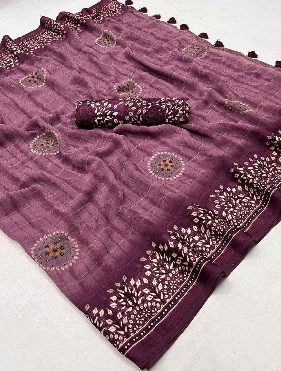 Dhaga Bihag Georgette with fancy weaving design Soft material regular ...