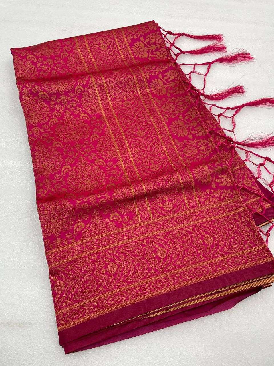 Festival Special Gajari color Soft banarasi silk with fancy Weaving ...